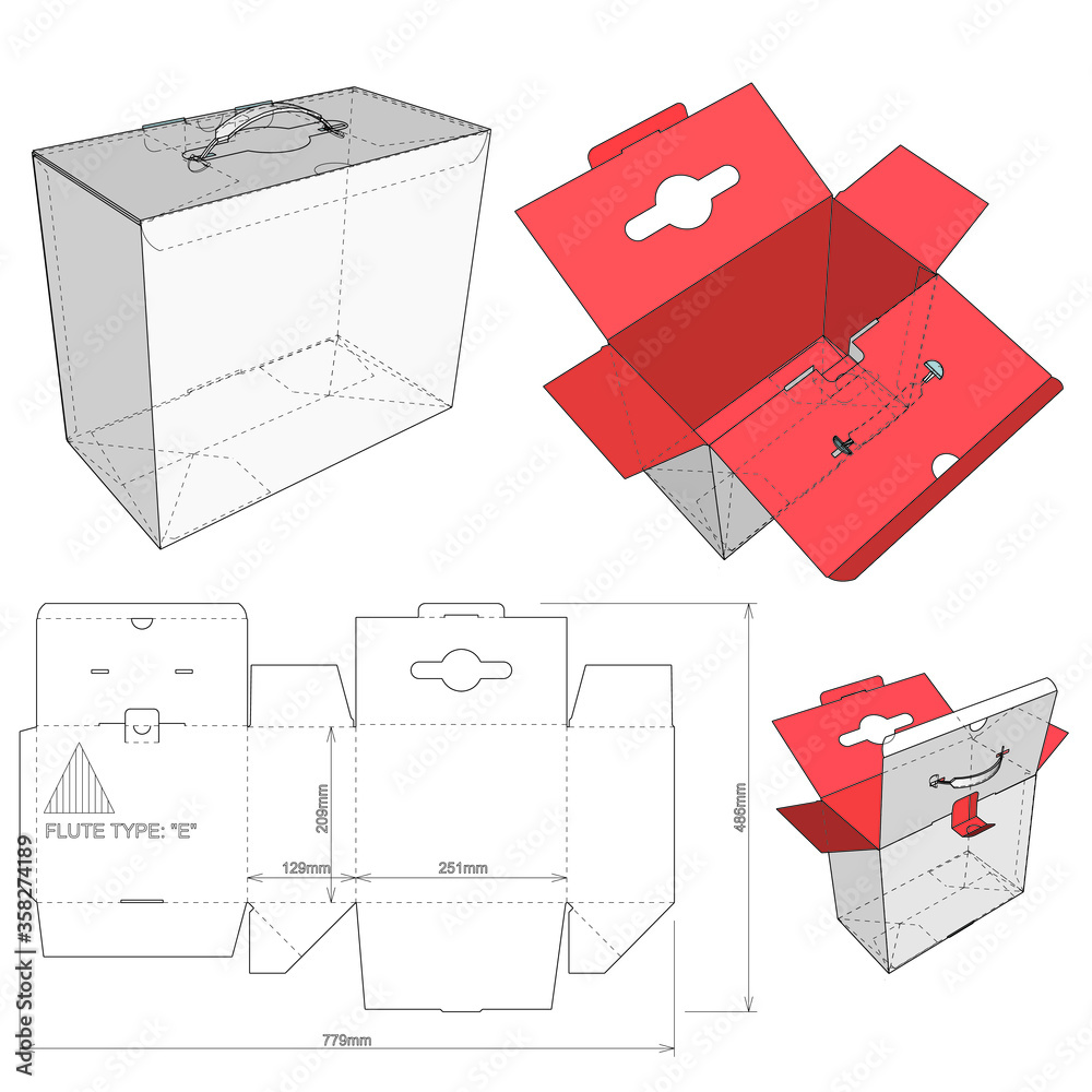 Folding Box With Handle (Internal measurement 25.1x12.9x20.9cm) and Die ...