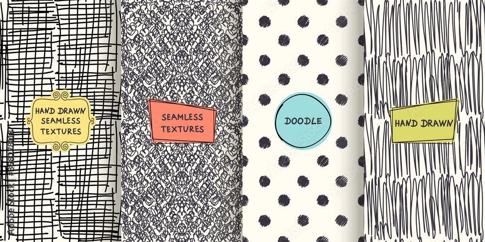 Set of seamless hand drawn texture designs for backgrounds, business ...