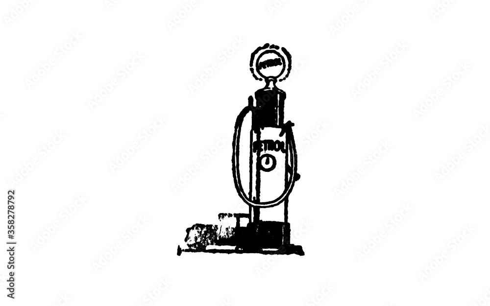 Vintage drawing of a gas pump / fuel pump Stock Vector | Adobe Stock
