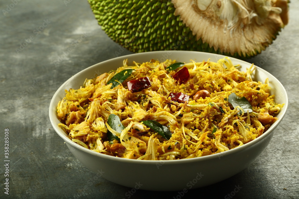 Famous Jackfruit curry dish, idichakka thoran from Kerala recipes. Stock Photo | Adobe Stock