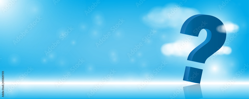 Horizontal vector illustration with question mark and copy space for ...