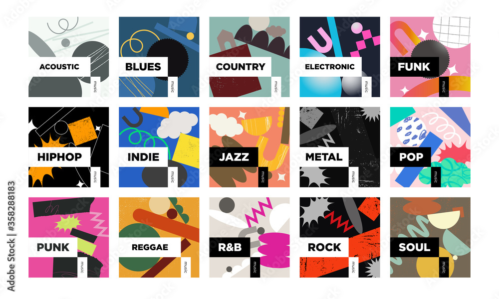 Vecteur Stock Music type playlist. Vector, cover playlist, thumbnail ...