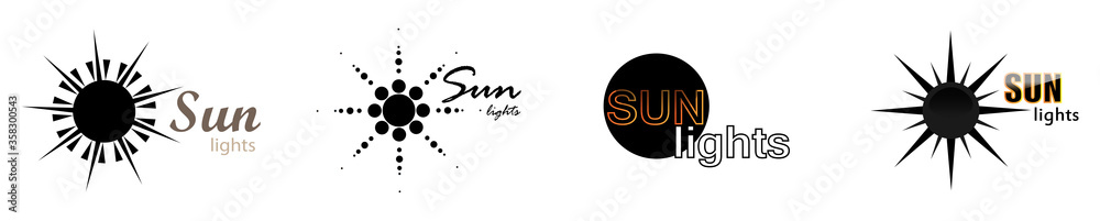 Abstract Sun Logo And Icon Set - Isolated On White Background, Vector ...