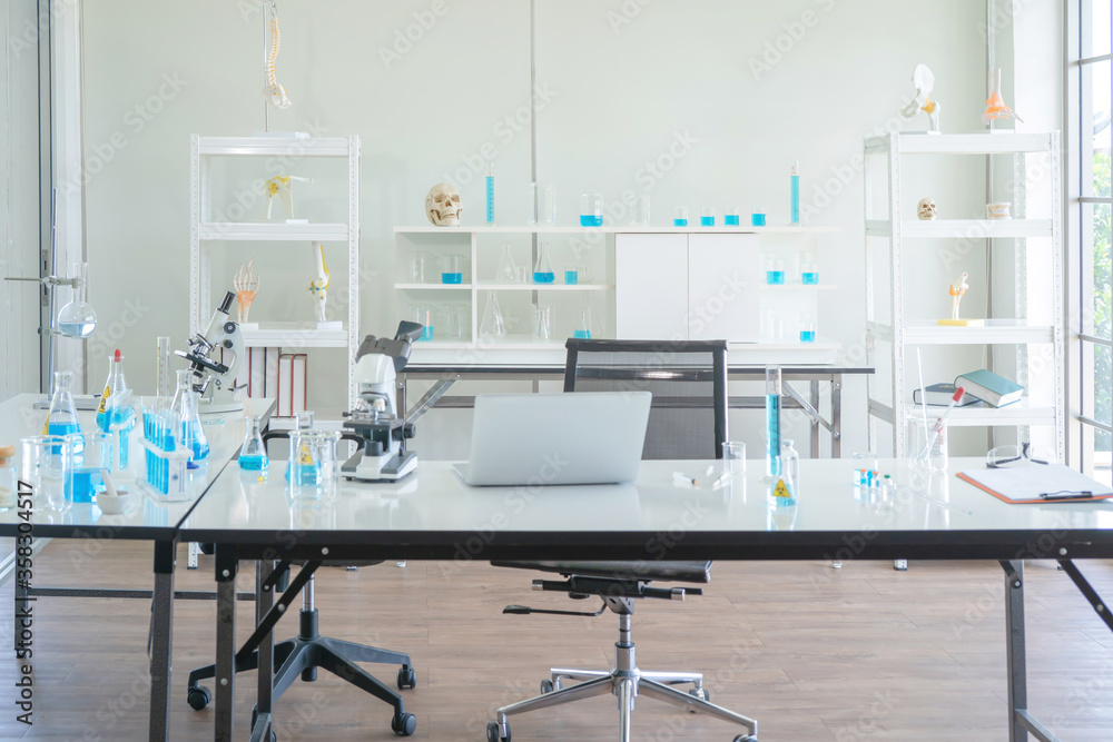 Covid-19 or corona virus lab or laboratory, empty room, interior with ...