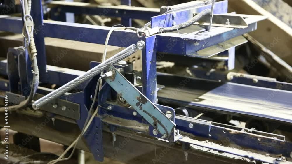 Automatic brick production line. Cutting clay briquettes into brick ...