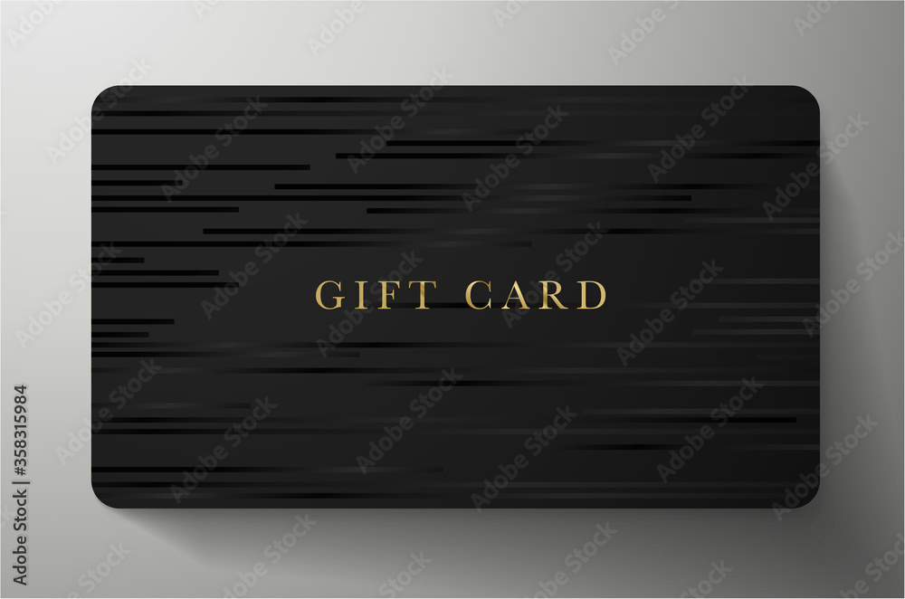 Gift card with horizontal lines on back background. Dark template ...