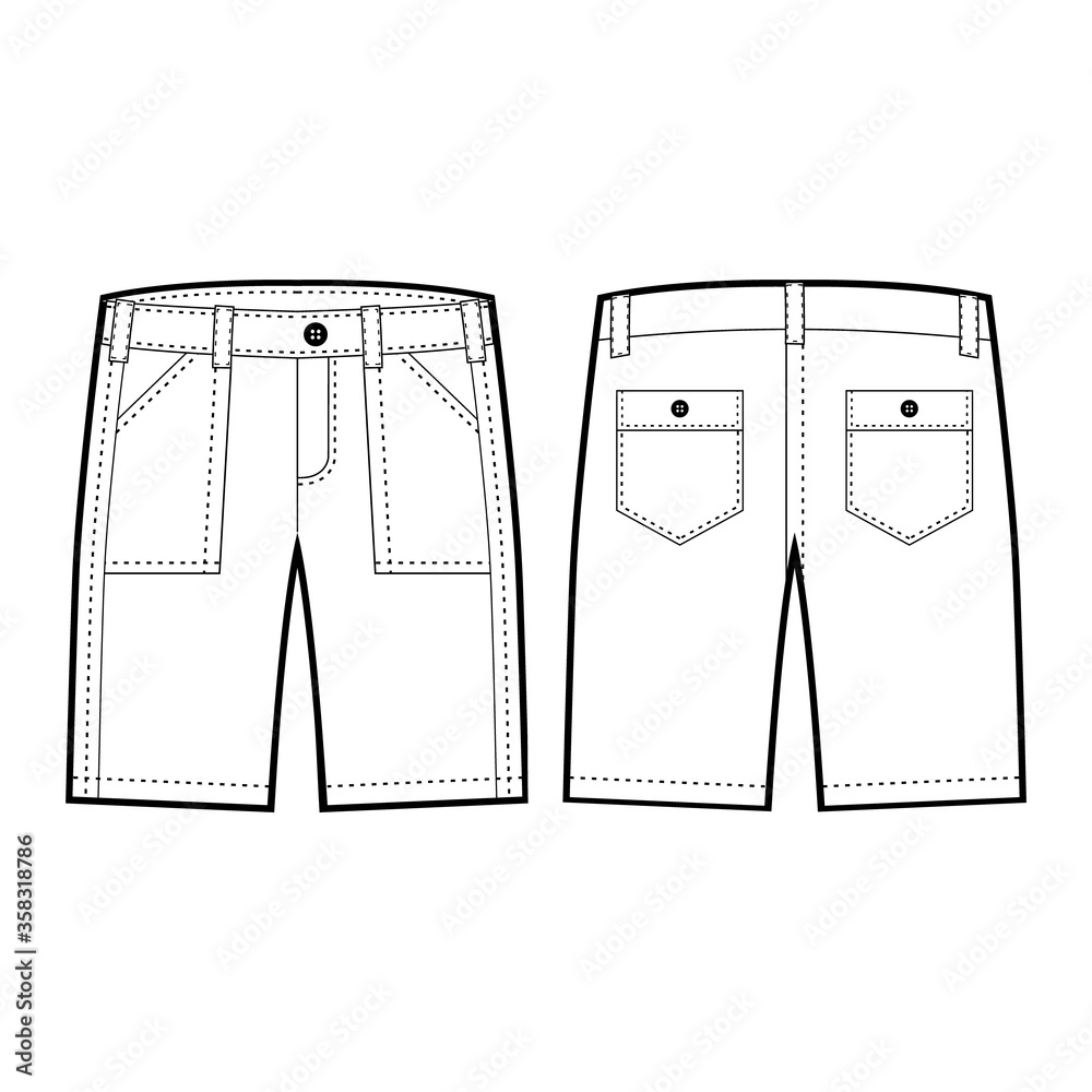 Short pants vector illustration flat outline template clothing ...