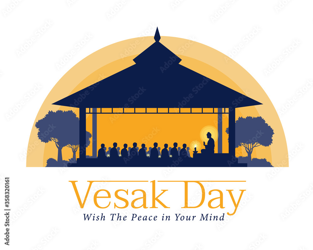 vesak day banner with The Lord Buddha preached to the monks in the ...