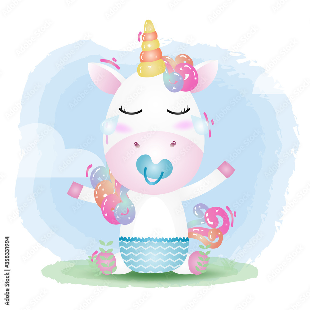 cute unicorn baby boy in the children's style. cute cartoon unicorn ...