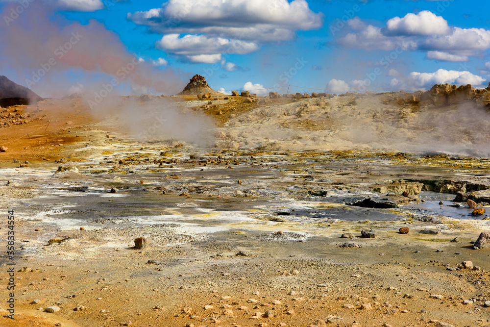 Namafjall, a high-temperature geothermal area with fumaroles and mud ...