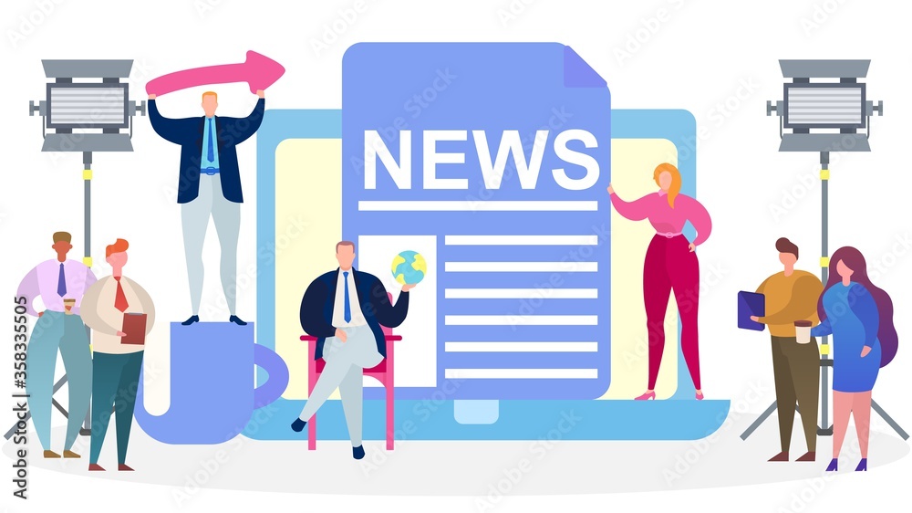 Tv media news presenters, vector illustration. Journalist, reporter ...