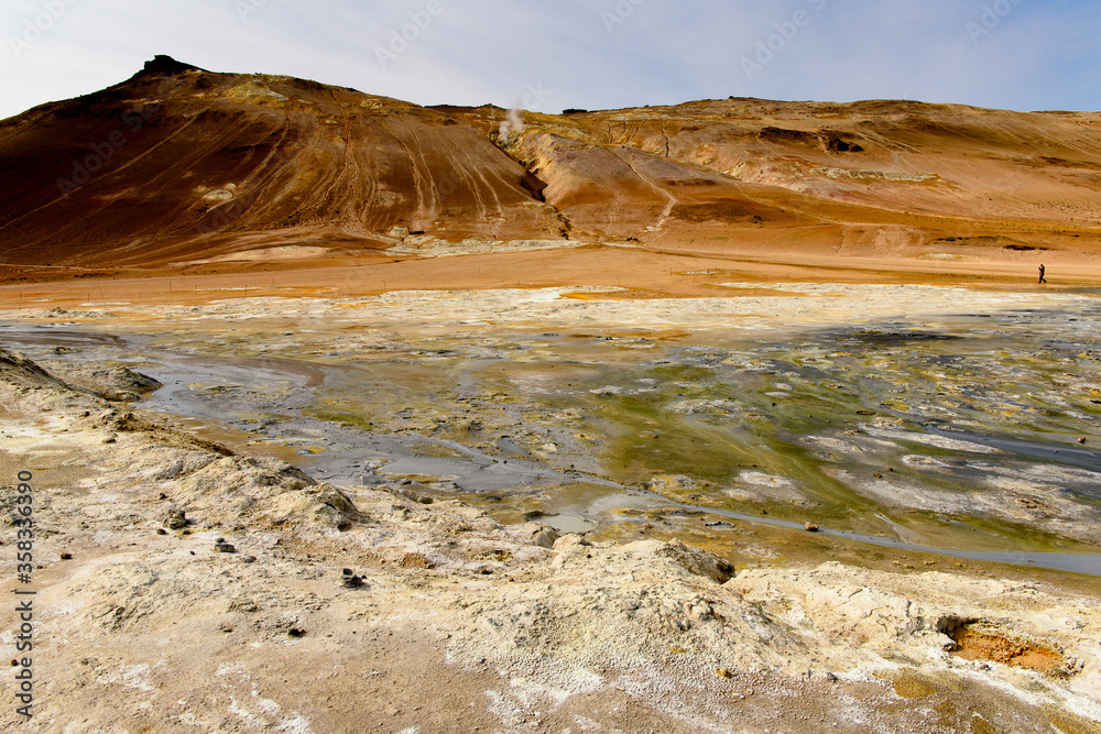 Photo & Art Print Namafjall, a high-temperature geothermal area with ...