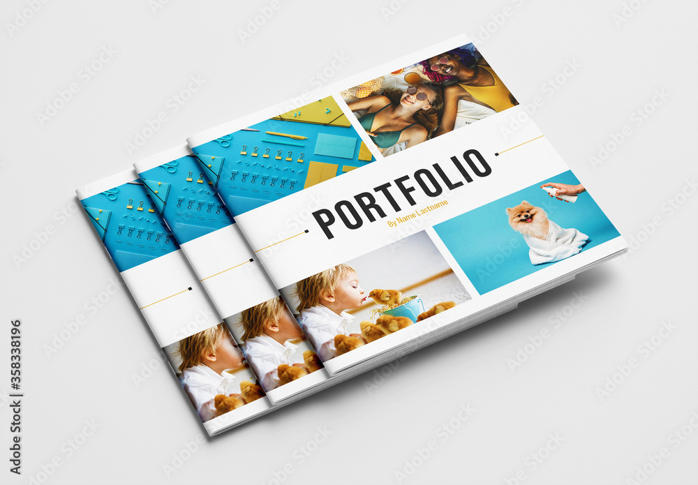Portfolio Layout with Orange Accents Stock Template | Adobe Stock