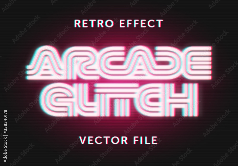 Retro Neon Glitch Effect Mockup Stock Template | Adobe Stock