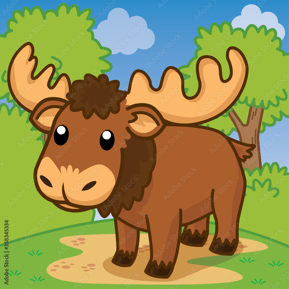 Moose cartoon, Cute cartoon, Cartoon animal Stock Vector | Adobe Stock