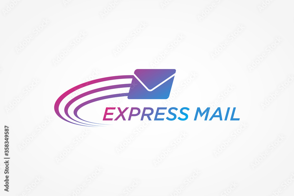 Express Delivery Mail Logo. Purple Blue Gradient Mail Icon with Comet ...