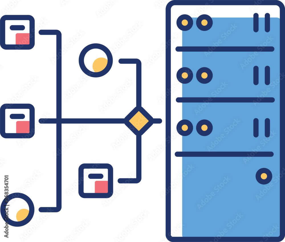 Resource server RGB color icon. Virtual database access, information ...