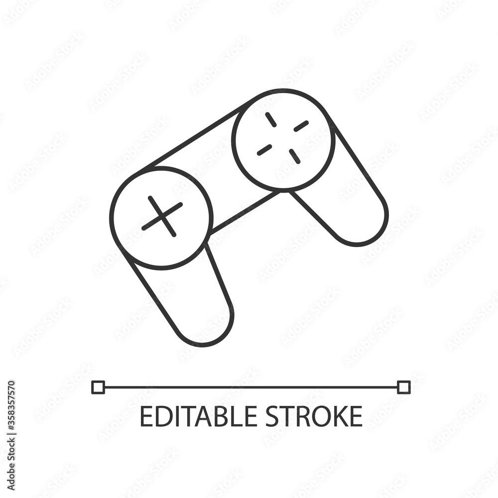 Game pad pixel perfect linear icon. Console controller for playing ...