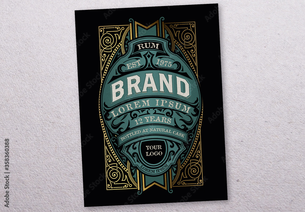 Vintage Liquor Label Packaging Layout Stock Template | Adobe Stock