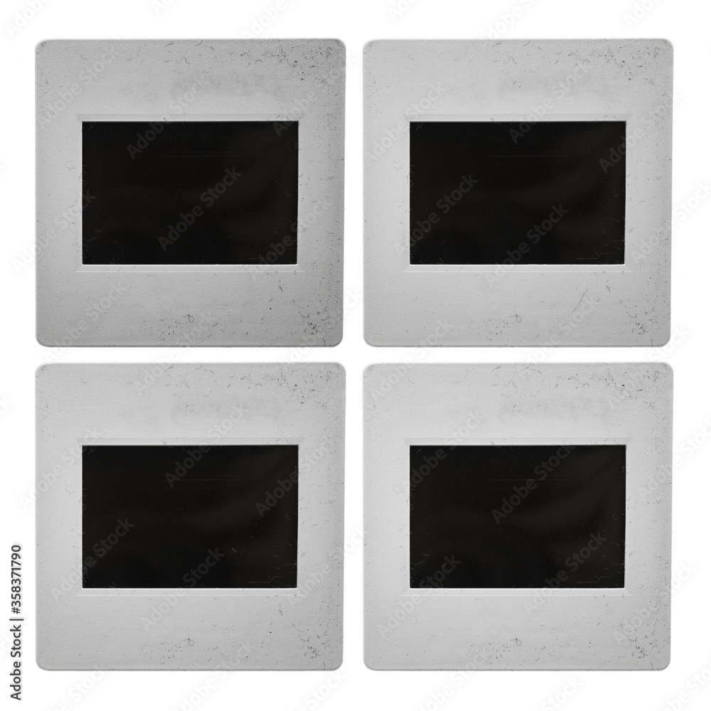 Old fashioned 35mm filmstrip or dia slide frames isolated on white ...