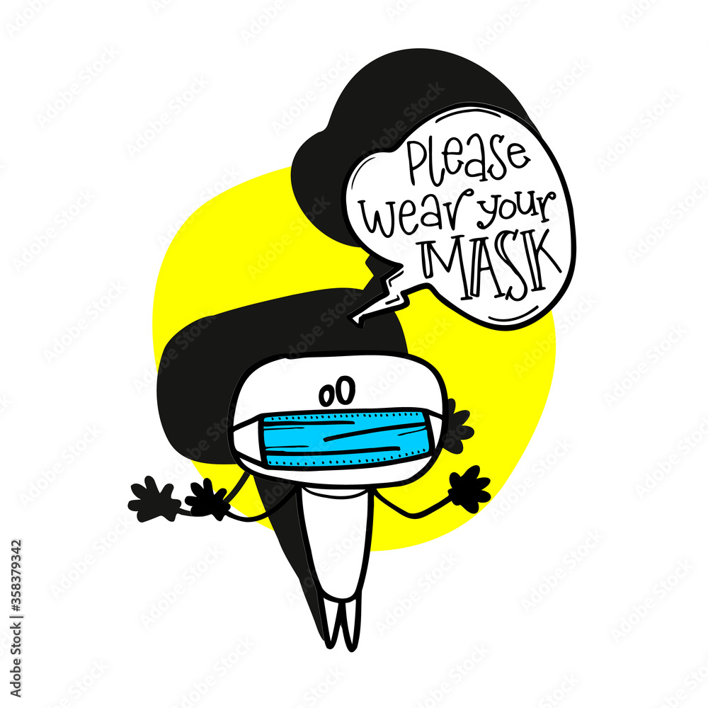 sign of a person wearing mask and saying please wear your mask. door ...