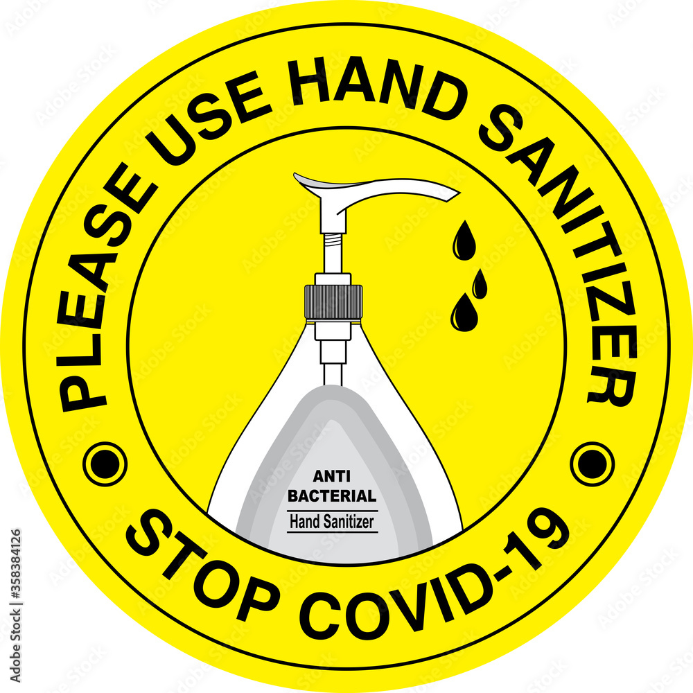 Hand sanitizer sign, Stop Covid-19 sign , vector Illustration, Content ...