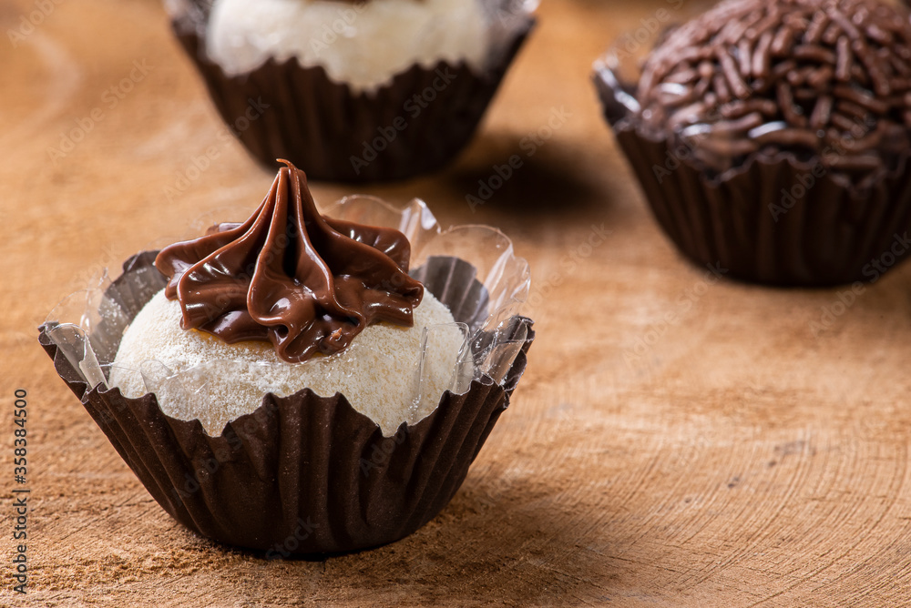 Brigadeiro. Typical Brazilian sweet. Many types of brigadiers together ...
