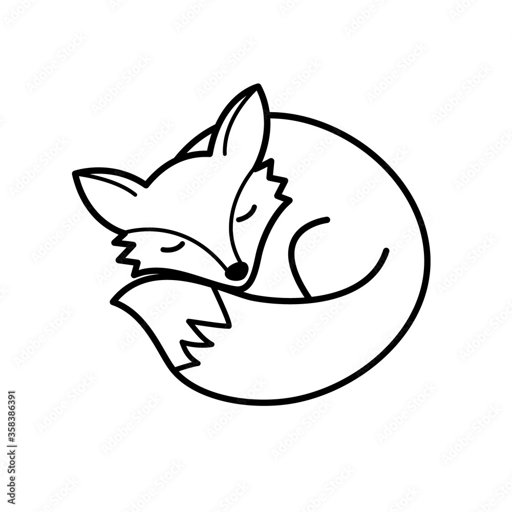 Vector isolated black and white fox icon. Creative logo concept Stock ...