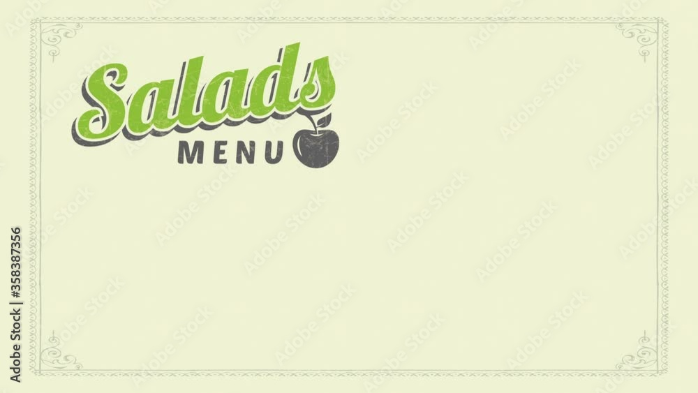 salads list old-fashioned text thinking with blue and green lettering ...