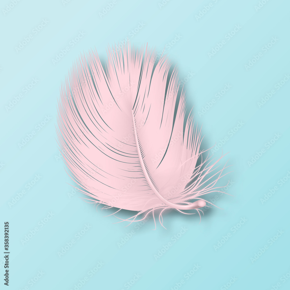 Vector 3d Realistic Falling Pink Fluffy Twirled Flamingo Feather Icon ...