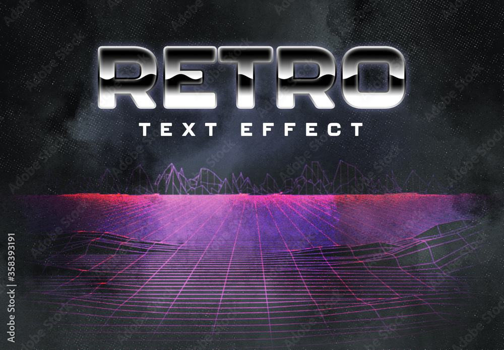 80S Retro Text Effect Layout Stock Template | Adobe Stock