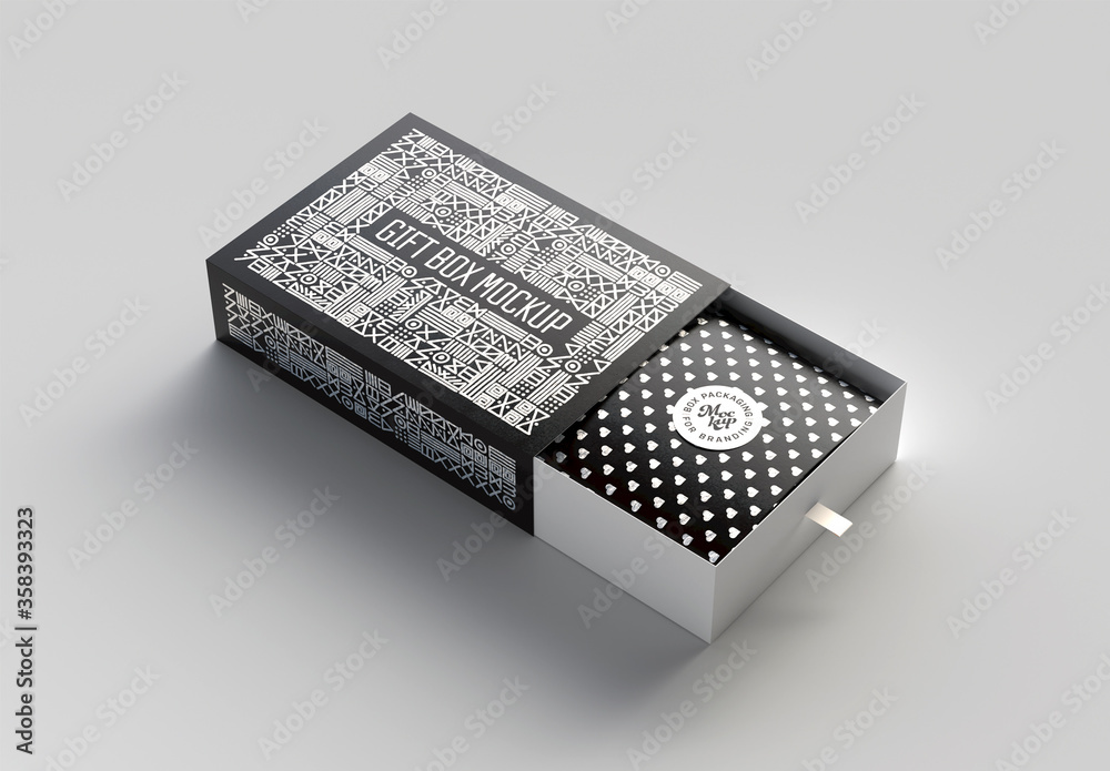 Cardboard Sliding Open Box Mockup Stock Template | Adobe Stock