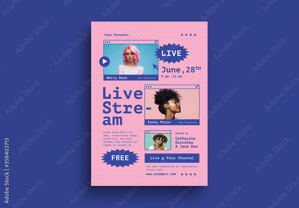 Live Stream Event Flyer Layout Stock Template | Adobe Stock