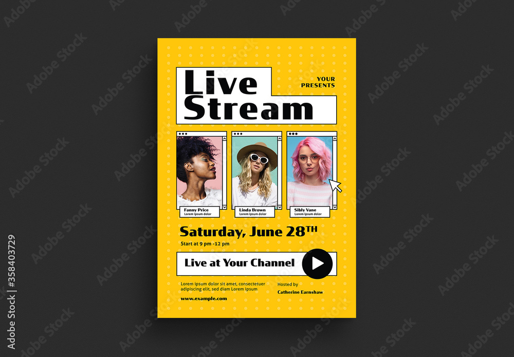 Live Stream Event Flyer Layout Stock Template | Adobe Stock