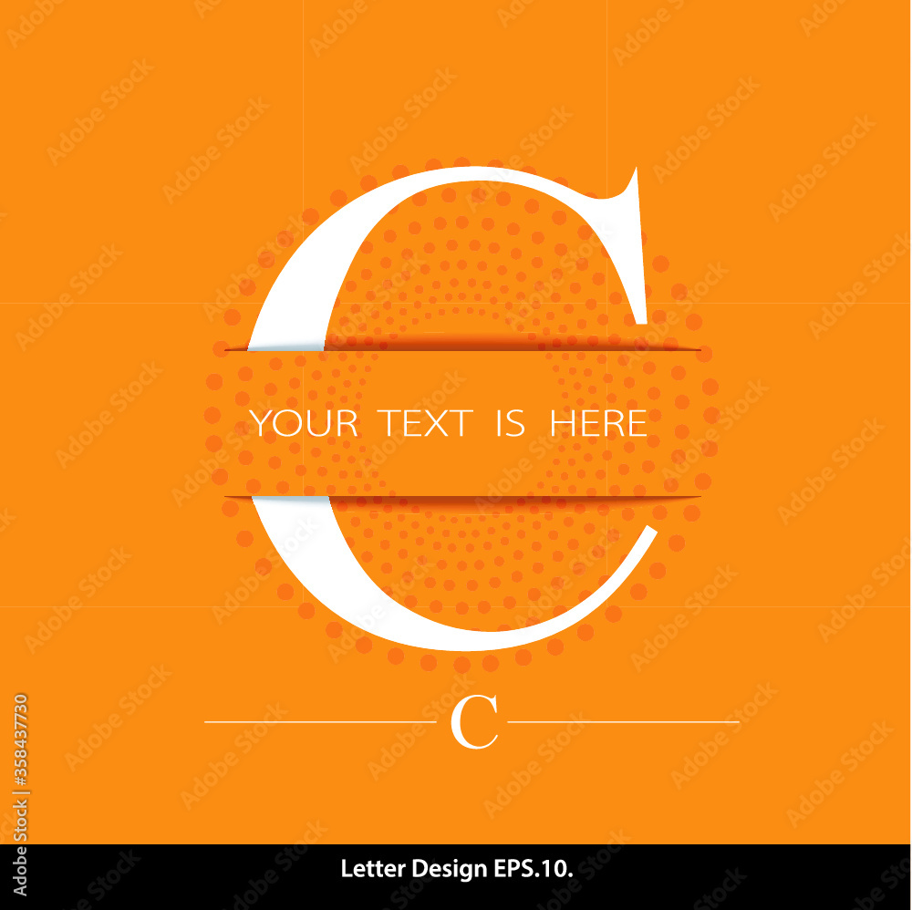 Letter C vector alphabet inserted into the paper cut. ABC concept type ...