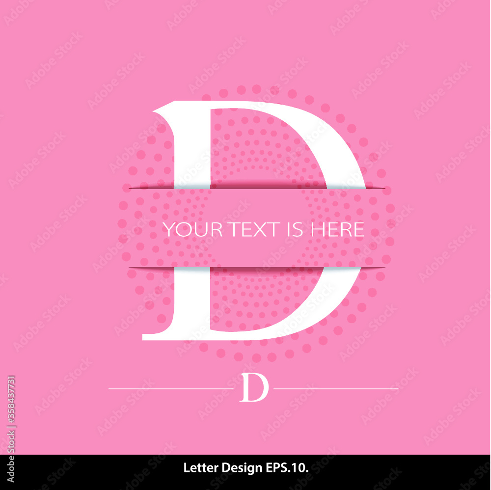 Letter D vector alphabet inserted into the paper cut. ABC concept type ...