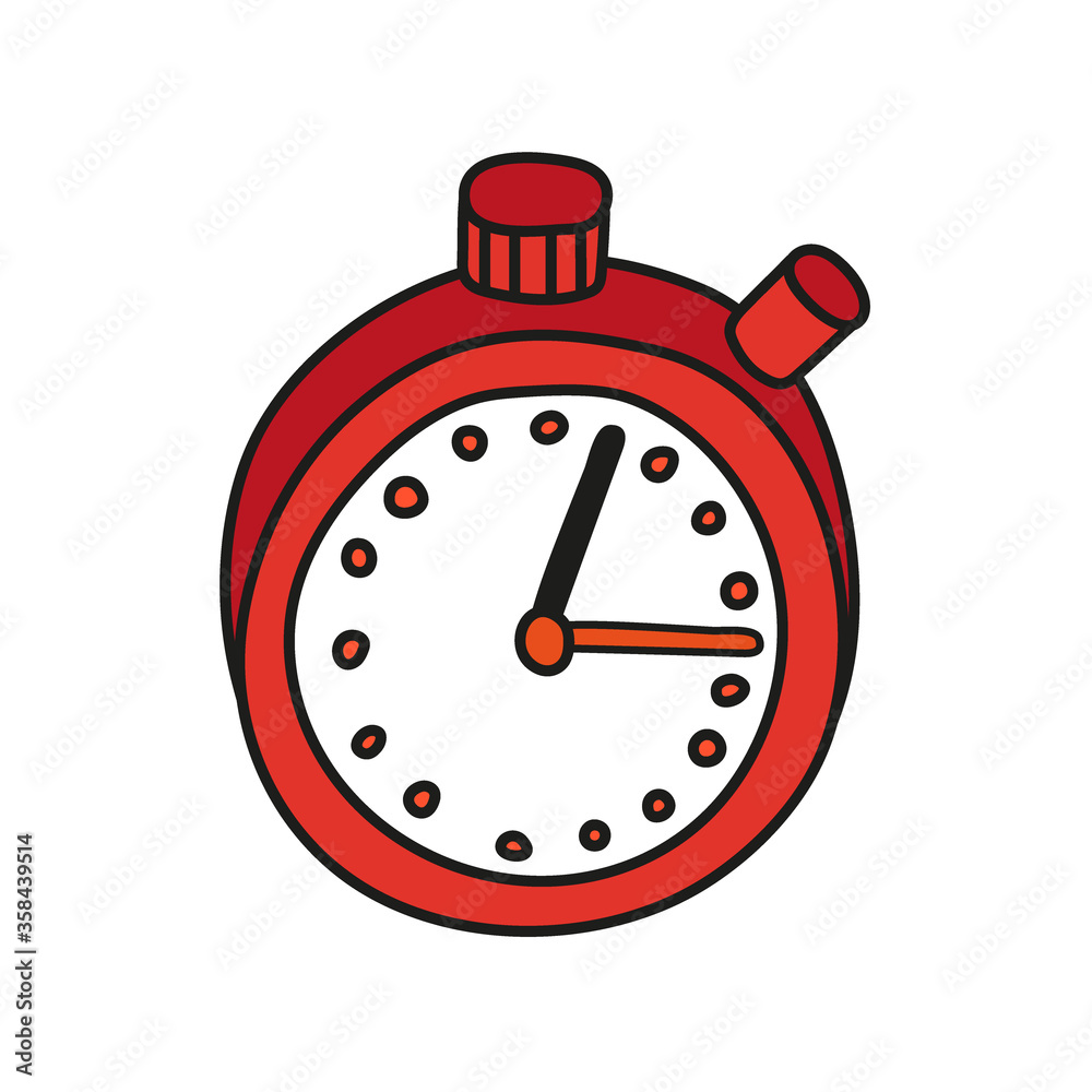 Red timer stopwatch with arrows on the dial. Stock-Vektorgrafik | Adobe ...
