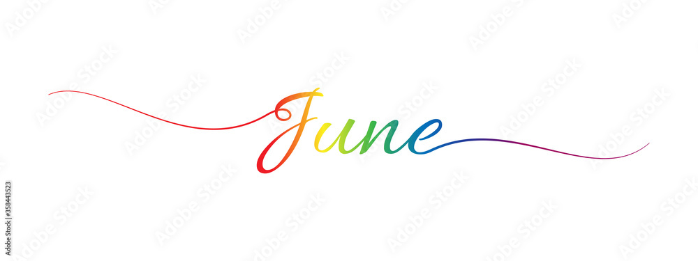 june letter calligraphy banner colorful gradient Stock Vector | Adobe Stock