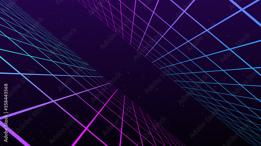 Retro cyberpunk style 80s Sci-Fi Background Futuristic with laser grid ...