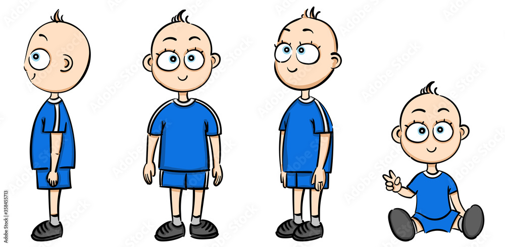 Cute cartoon boy vector illustration on a white background. Hand drawn ...