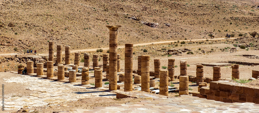 It's Roman columns of the Great temple complex in Petra (Rose City ...