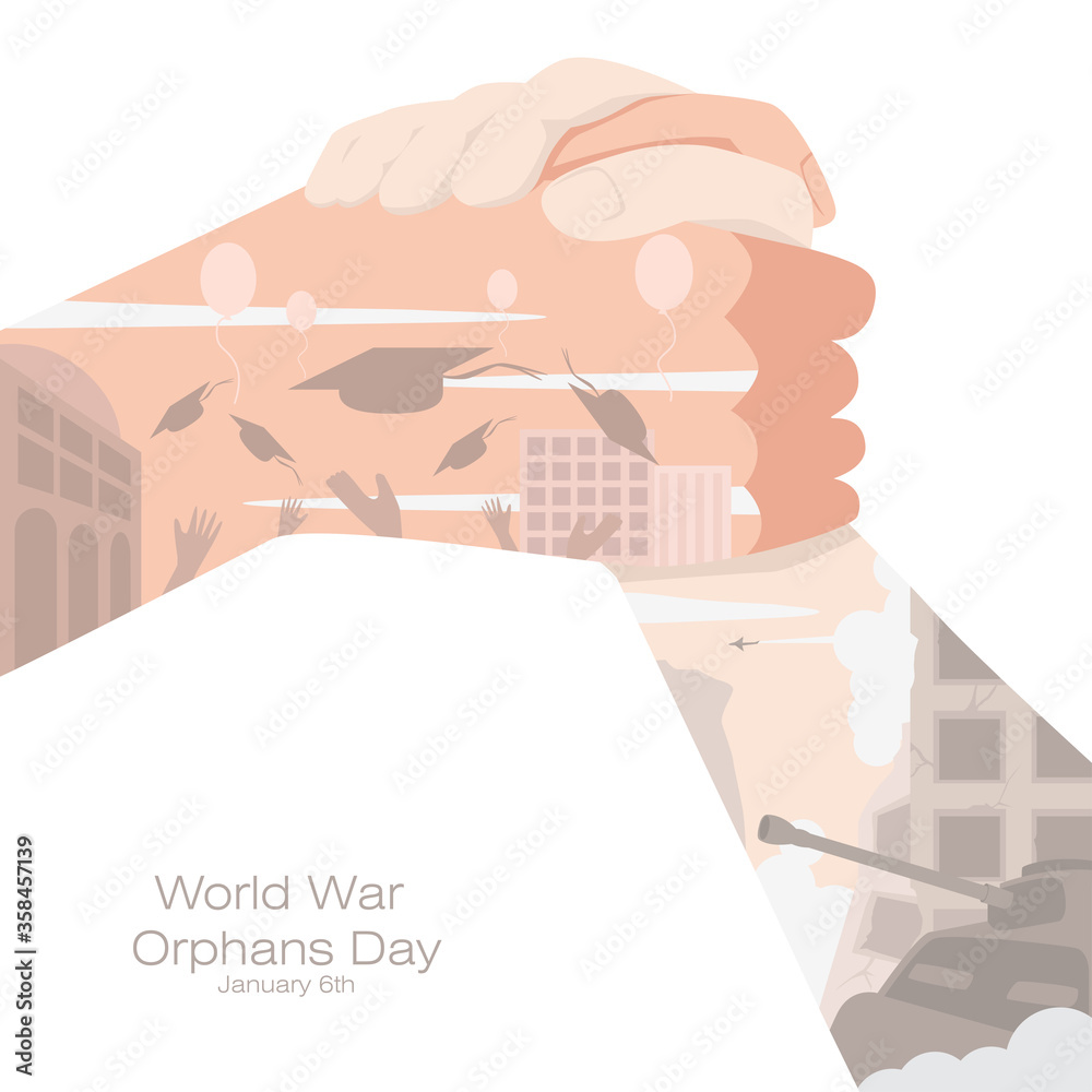 World War Orphans Day poster. A hand help the child hand up for the ...
