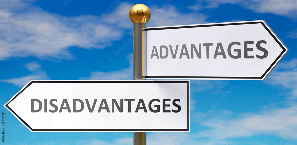 Disadvantages and advantages as different choices in life - pictured as ... Disadvantages and advantages as different choices in life - pictured as ...