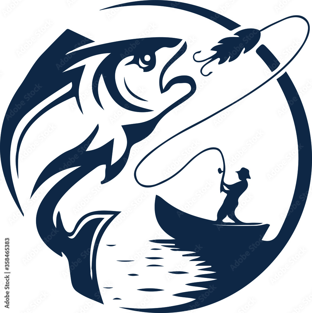 Vetor de fishing logo vector -fisherman vector logo do Stock | Adobe Stock