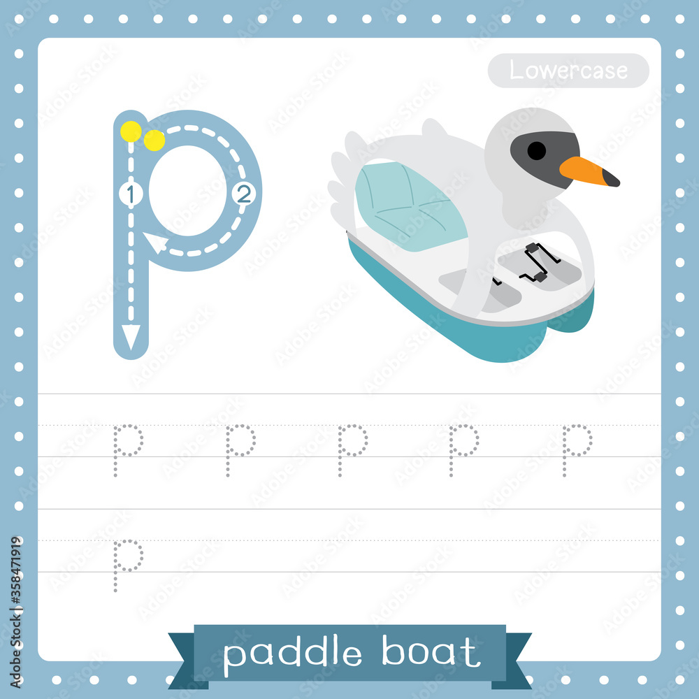 Letter P lowercase tracing practice worksheet of Paddle Boat Stock ...