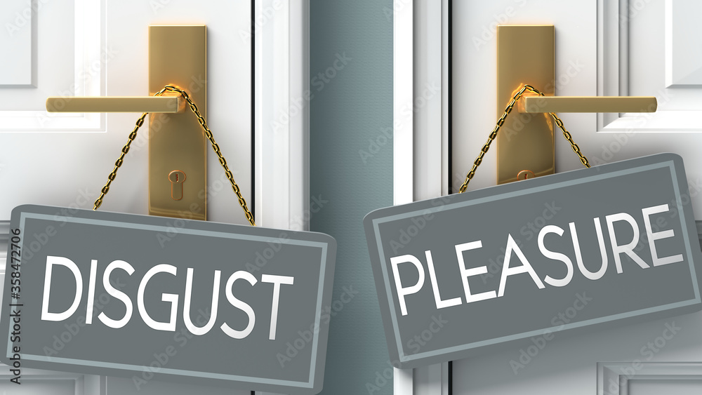 pleasure or disgust as a choice in life - pictured as words disgust ...