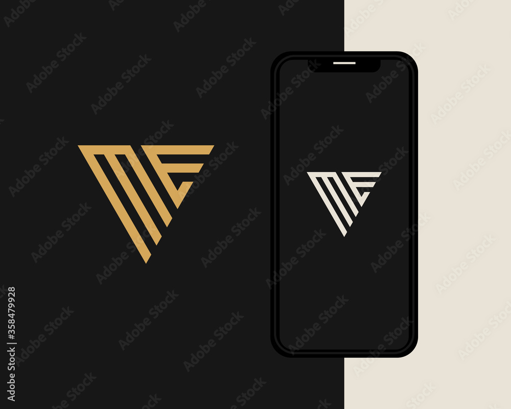 Letter M E logo design. creative minimal monochrome monogram symbol ...