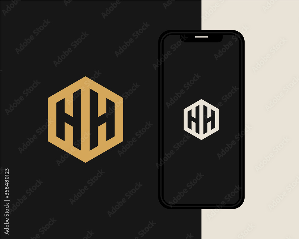 Letter H H logo design. creative minimal monochrome monogram symbol ...