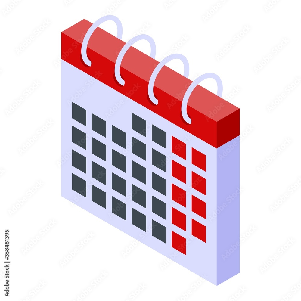 Student exam calendar icon. Isometric of student exam calendar vector ...
