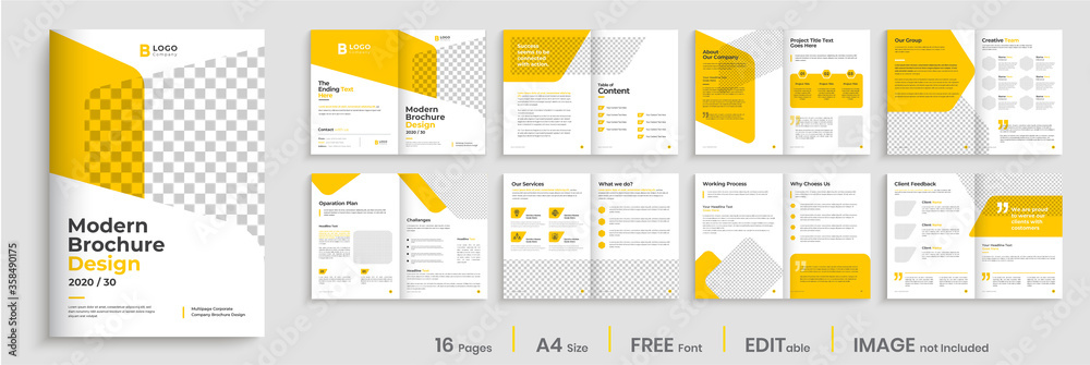 Corporate multipage brochure template layout design, minimalist ...